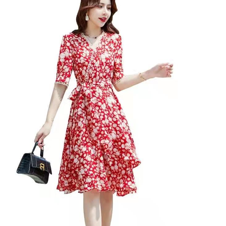 Jual Tren Kekinian.. dress bunga/dress bunga korea/2022 baru gaun sifon ...