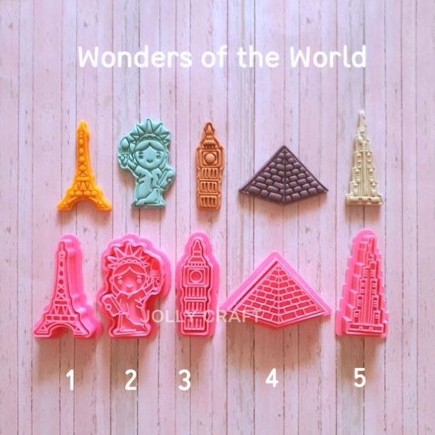 Jual Cookie cutter WONDERS OF THE WORLD Eiffel Tower, Liberty Statue ...