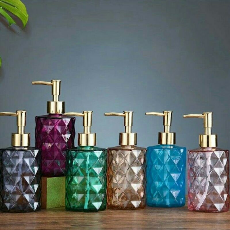 Jual Botol Sabun Cair Pompa Kaca 450 mL | Dispenser Sabun Sampo Kamar ...