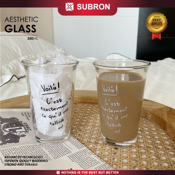 Jual SUBRON Glass cafe Coffee 350ml Gelas Kaca Kopi Jus Juice Dessert ...
