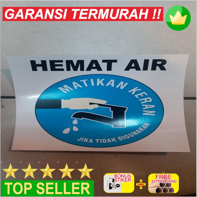 Jual Terlaris SIGN LABEL STICKER HEMAT AIR MATIKAN KERAN 15X15CM RAMBU ...