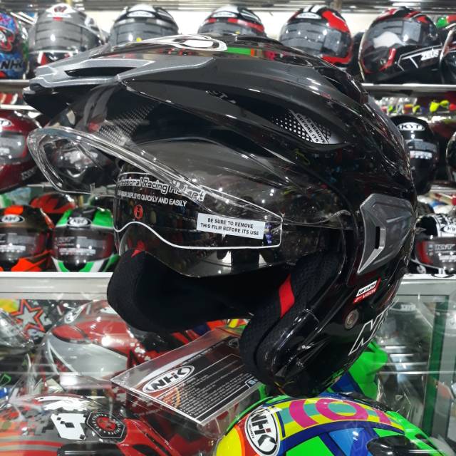Jual Helm Half Face NHK Predator Crypton Solid Black Gloss | Shopee ...