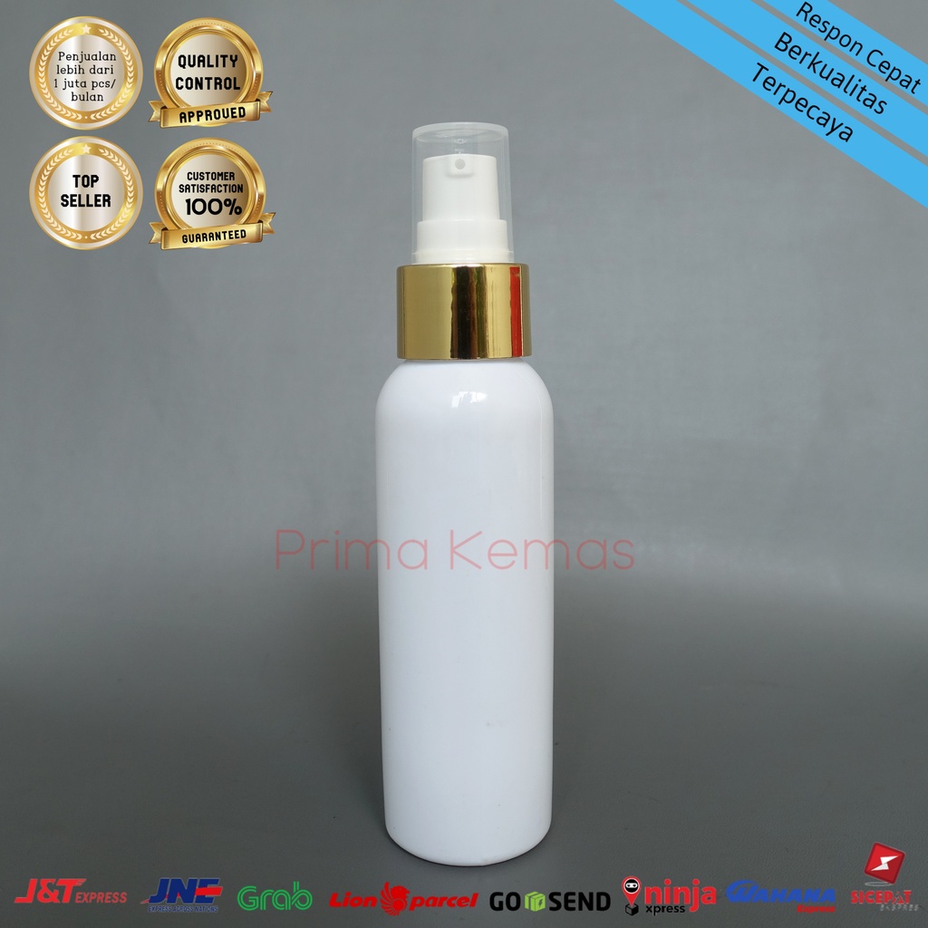 Jual Botol Pump Treatment 100 ml - botol kosmetik - botol skincare Pet 100 ml Putih Pump TU Foil ...