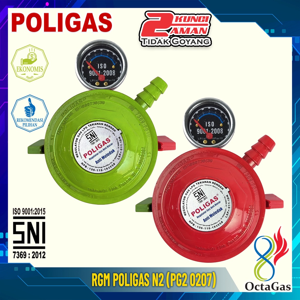 Jual Poligas Regulator Kompor Gas 2 Pengunci (PG2 0207) - Tekanan ...