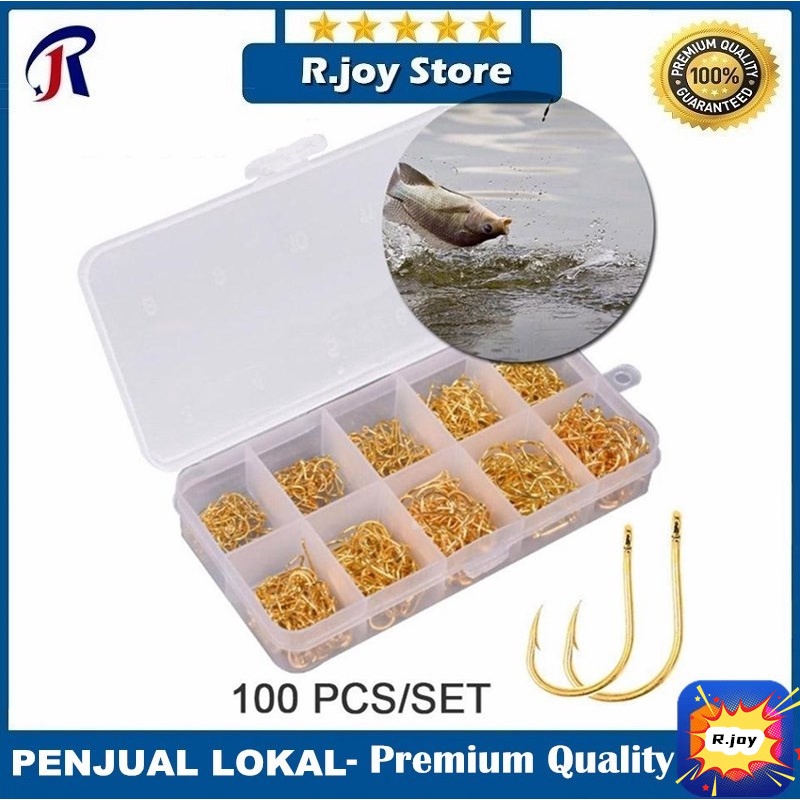 Jual Kail Pancing Set Lengkap, 100 Buah 1 Set, Kail Pancing Kuat Tajam ...
