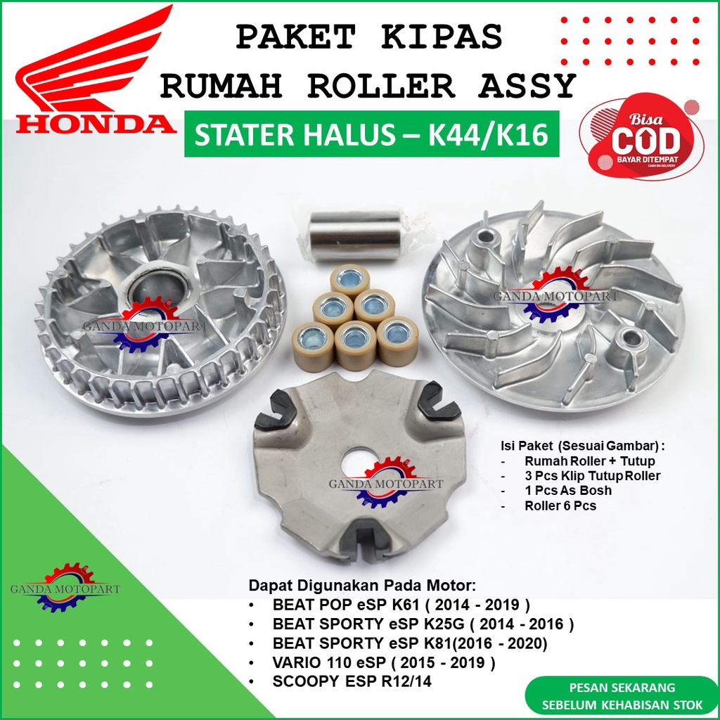 Jual PAKET KIPAS RUMAH ROLLER ASSY Beat ESP Beat Street Vario 110 ESP ...
