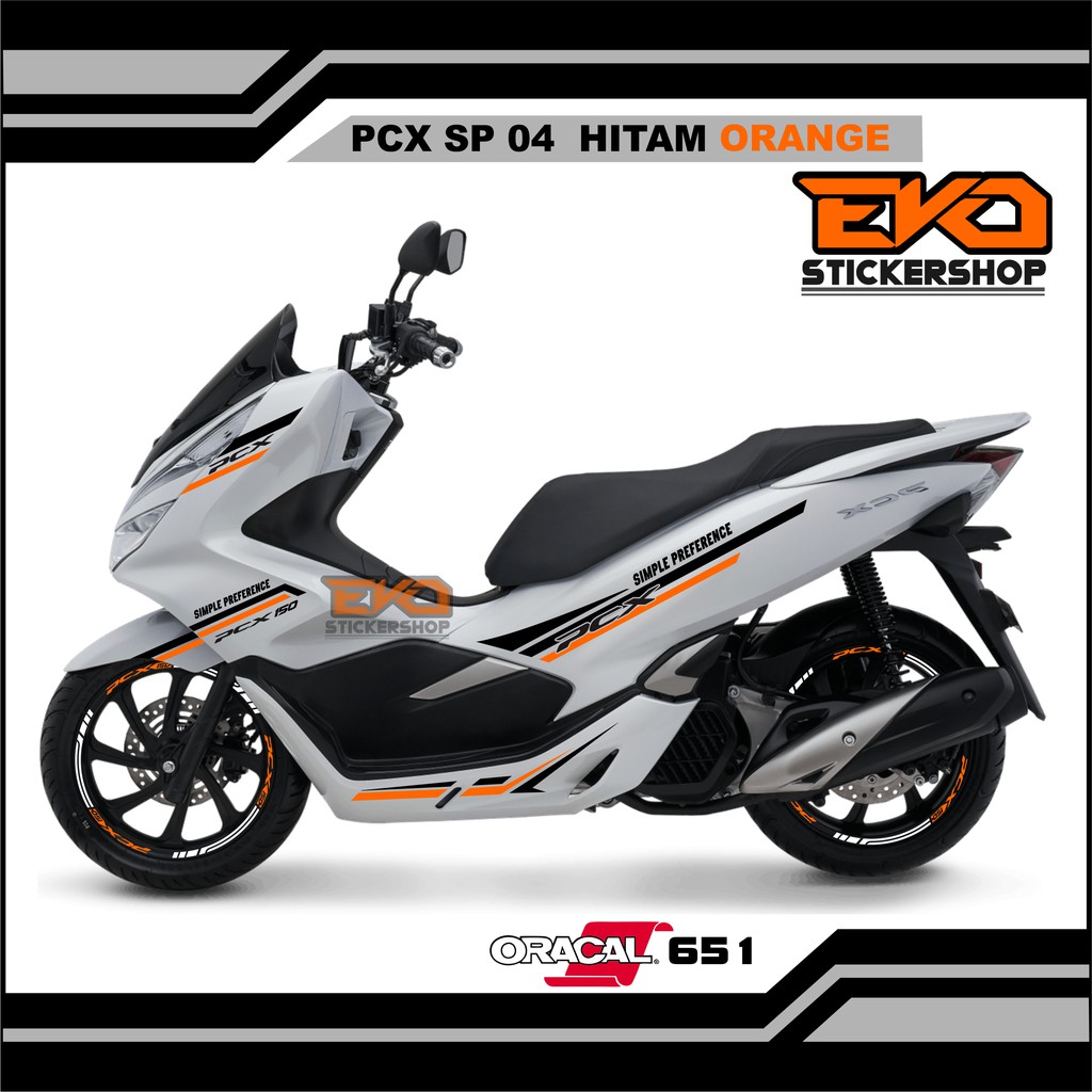 Jual Sticker PCX PUTIH cutting stiker SP4 HITAM ORANGE | Shopee Indonesia