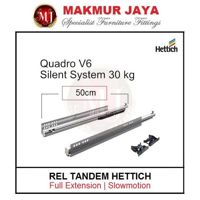 Jual Rel Laci Tandem Full Extension Slowmotion Hettich Quadro V6 - 50cm ...