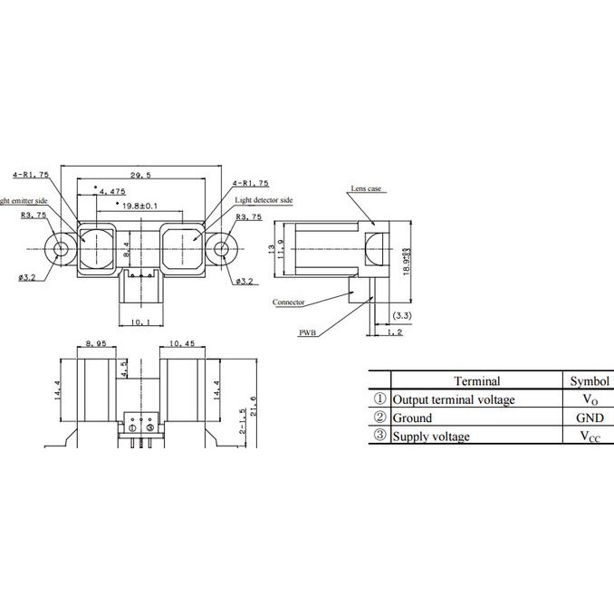 Jual Sensor Jarak GP2Y0A02YK0F Sharp IR 20-150cm Distance Sensor ...
