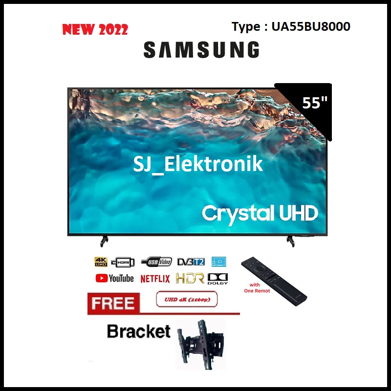Jual (KHUSUS LUAR KOTA) Free Braket LED TV Samsung 55 Inch UA55BU8000 - 55BU8000 Crystal UHD4K ...