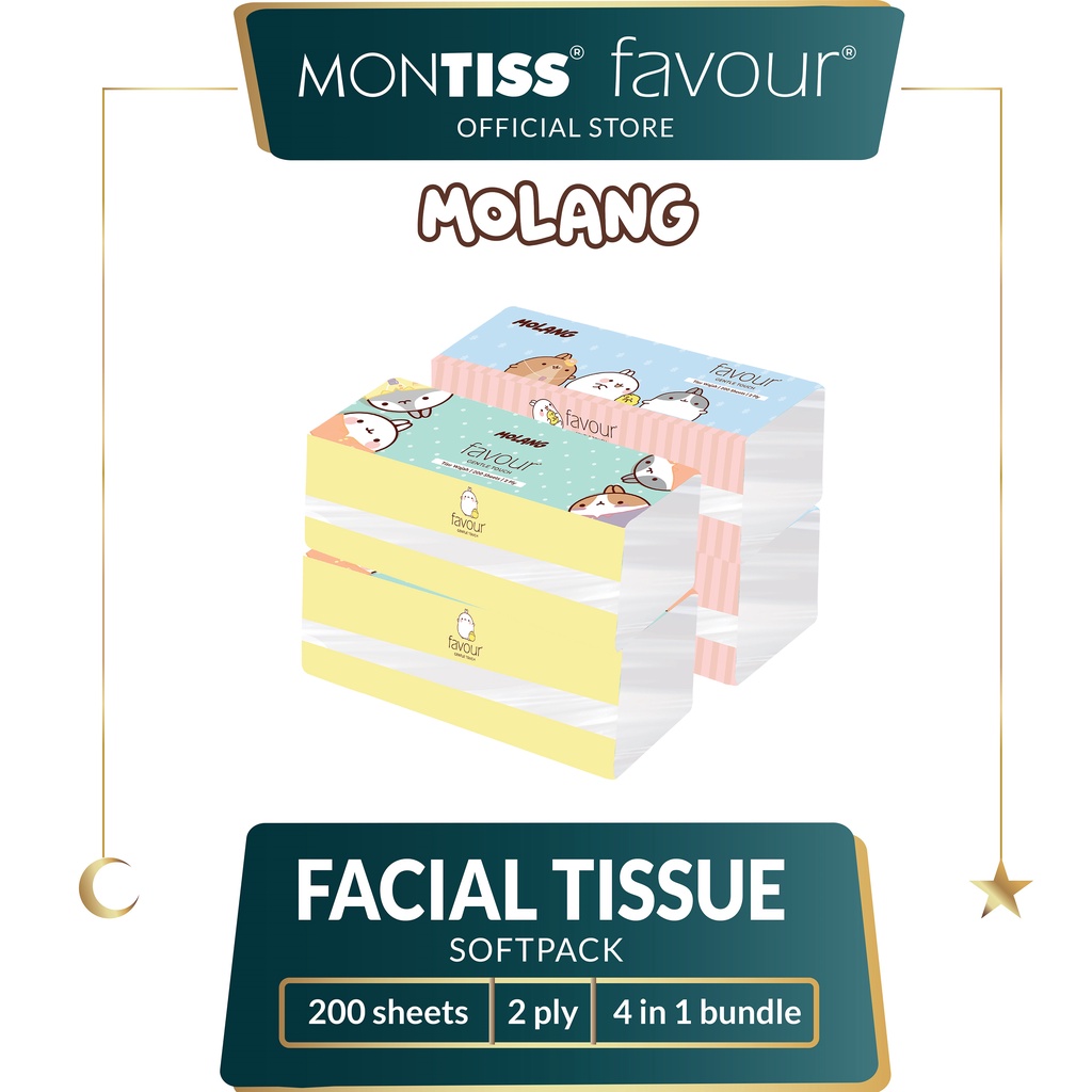 Jual Favour Molang Facial Tissue 200 Sheets 4 in 1 | Shopee Indonesia