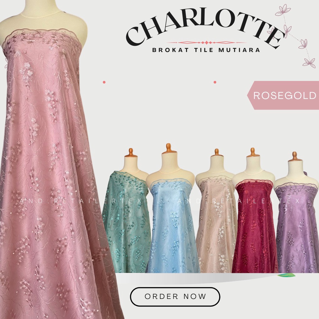 Jual Kain Bahan Kebaya Brokat Tile Mutiara Charlotte warna hijau Rose ...