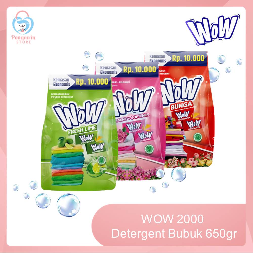 Jual WOW 2000 Detergent Bubuk 500gr - Sejuta Bunga / Freshlime / +Softener | Shopee Indonesia