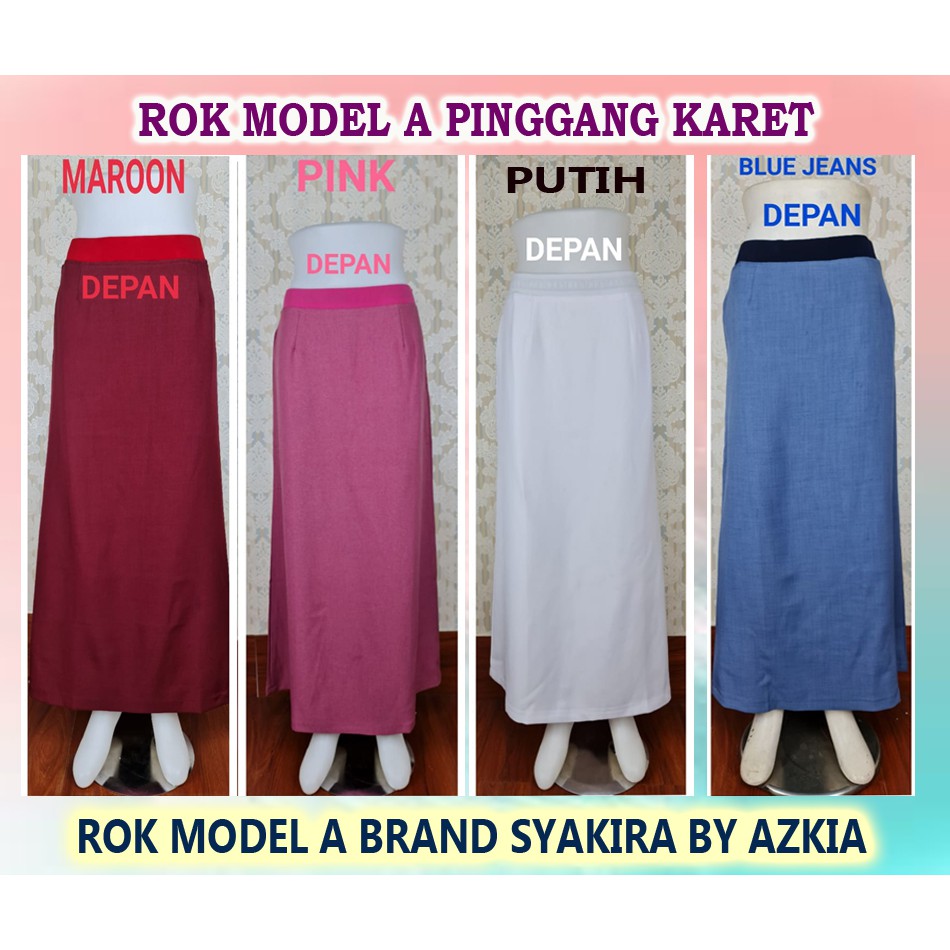 Jual Rok Kerja Model A Full Karet warna khaki-cokelat susu-kuning ...