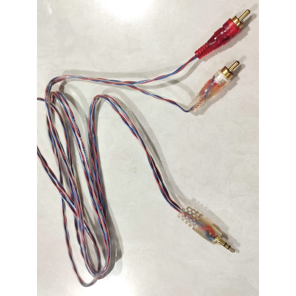 Jual KABEL RCA AUDIO/VIDEO TRANSPARAN 2 ke 1 / Kabel RCA to Mini Stereo ...
