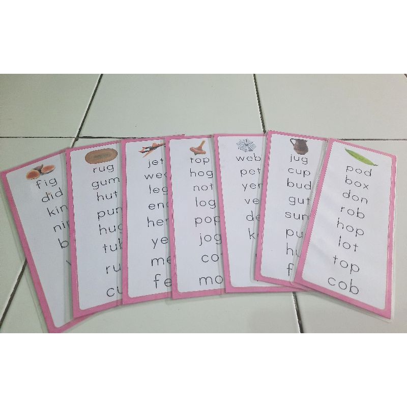 Jual alat peraga membaca montessori pink word list | Shopee Indonesia