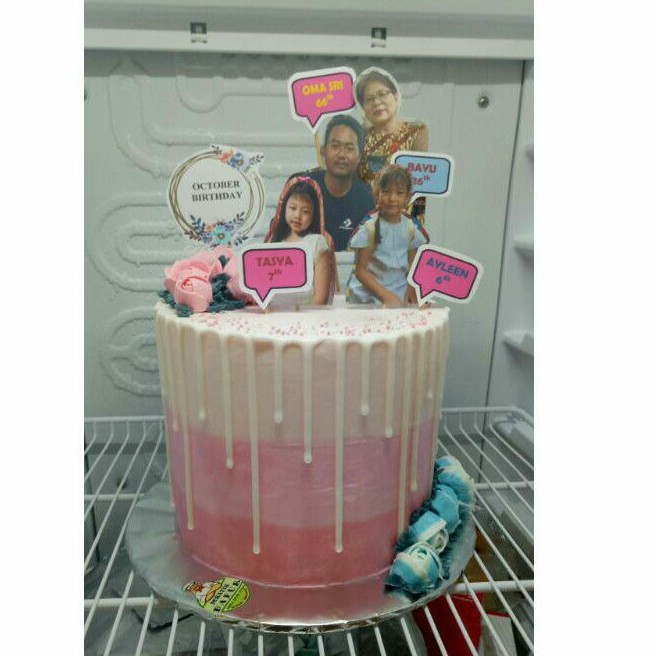 Jual kue tart ultah ulang tahun custom karakter simple elegan pink ...