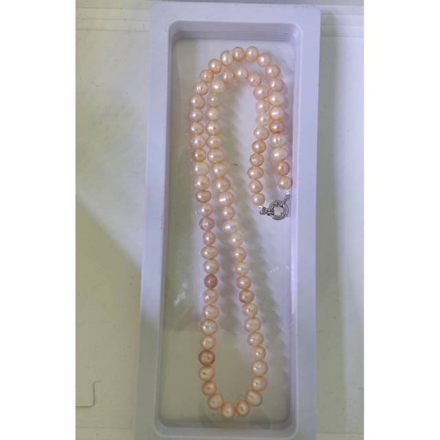 Jual Kalung mutiara air tawar cantik pengait rhodium 55cm | Shopee ...