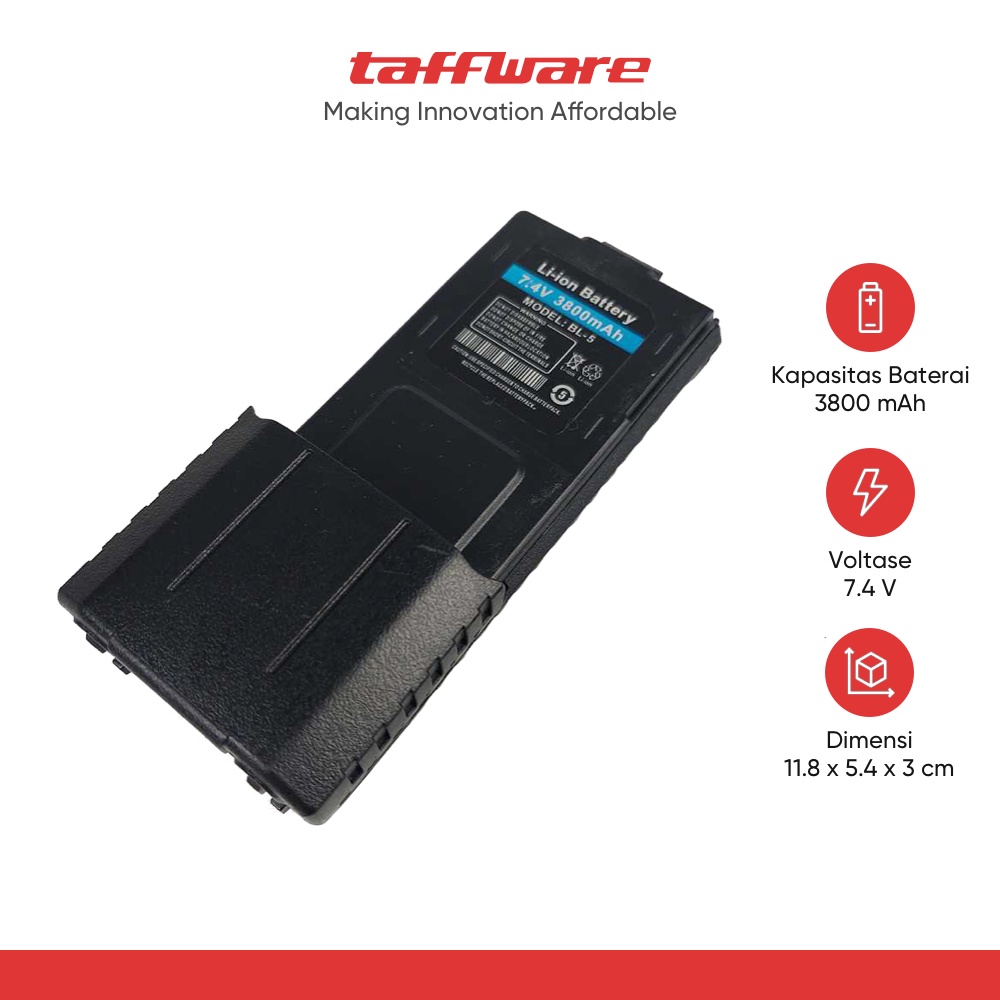 Jual Taffware Walkie Talkie Extended Long Battery 3800mAh for Taffware ...