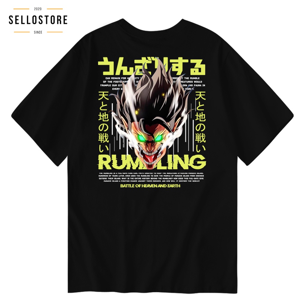 Jual Kaos Attack On Titan Eren Yeager Kaos Aot RUMBLING Kaos Anime ...