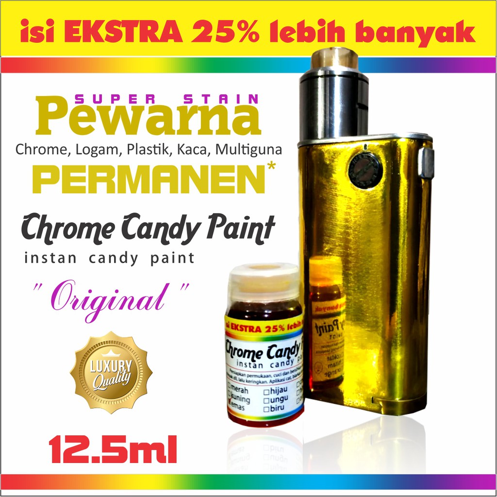 Jual Cat Logam chrome plastik Candy paint 12,5ml instan ISI lebih ...