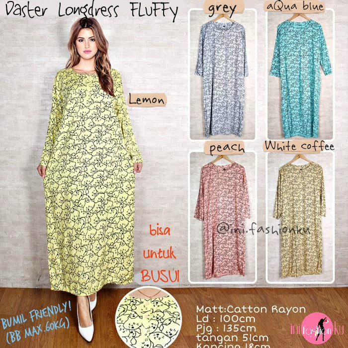 Jual (COD) MURAH SERBA 53rb!! Daster lengan panjang hamil FLUFFY datser muslim bumil busui hijab ...