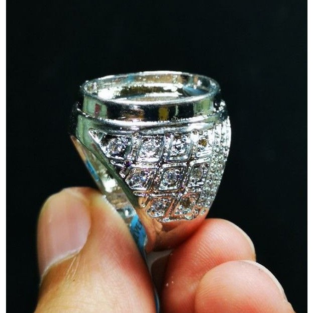 Jual Ring Emban Tanam Alpaka Silver Super Tabur Zircon Dim ( 20x15 ...