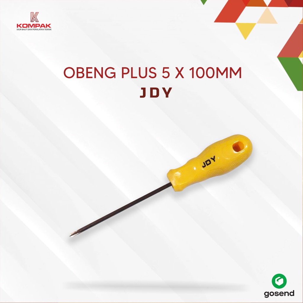 Jual Obeng Gagang Plastik 5x100mm JDY Kuning Obeng Plus Minus | Shopee ...