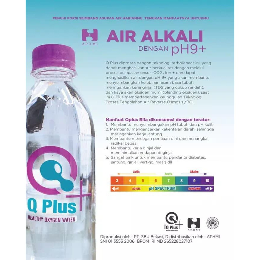 Jual Minuman Kesehatan Air Alkali 9+ Oksigen Tinggi TDS rendah Q Plus Qplus | Shopee Indonesia