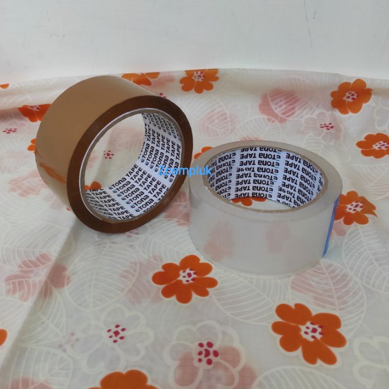 Jual Lakban Bening Coklat Selotip Isolasi Cokelat Bening Etona 2 Inch 72 Yard | Shopee Indonesia