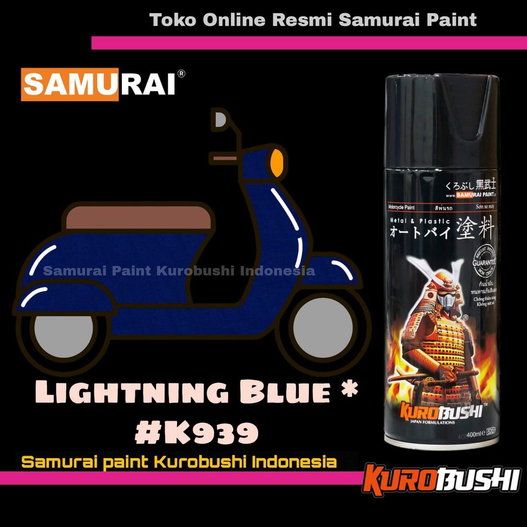 Jual Samurai Paint LIGHTNING BLUE K939 Warna Biru Metalik Kawasaki Cat Semprot Aerosol Samurai ...