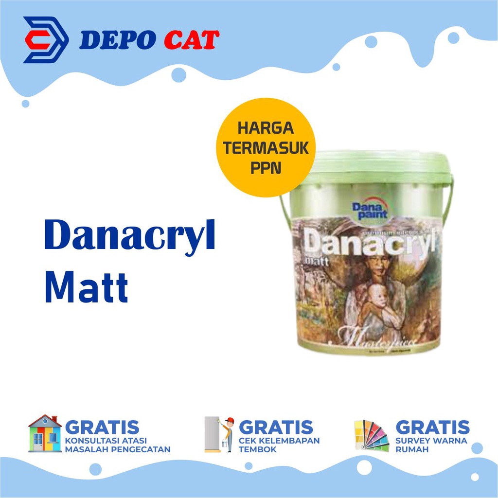 Jual Cat Tembok Interior Danacryl Matt White 2,5L | Shopee Indonesia