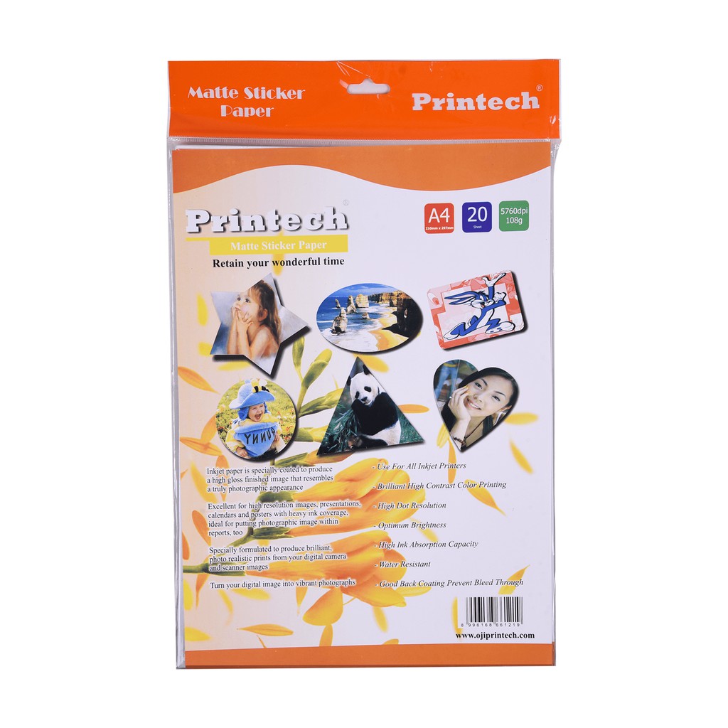 Jual PRINTECH Kertas Foto / Photo Paper Matte Sticker Paper A4 108gsm - 02016 | Shopee Indonesia