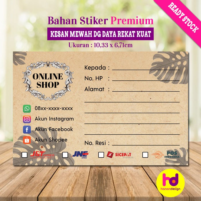 Jual Stiker Label Pengiriman Paket Olshop Online Shop Custom - Motif ...