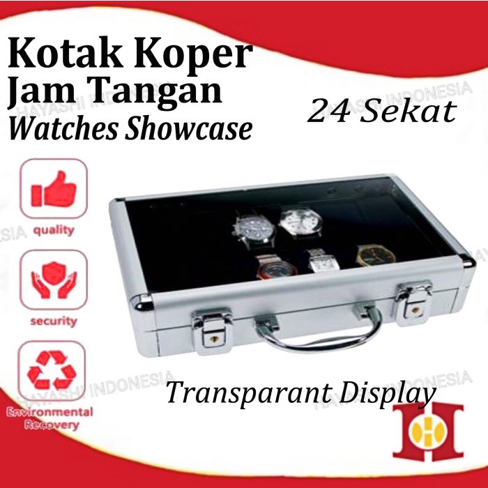 Jual Kotak Tempat Jam Tangan Koper Display Travel Watch Box Alumunium ...