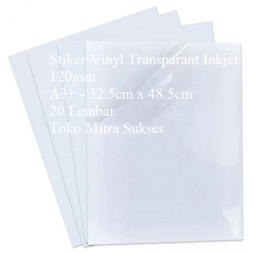 Jual A3+ Stiker Vinyl Transparant Inkjet A3+ - 32.5cm x 48.5cm | Shopee ...