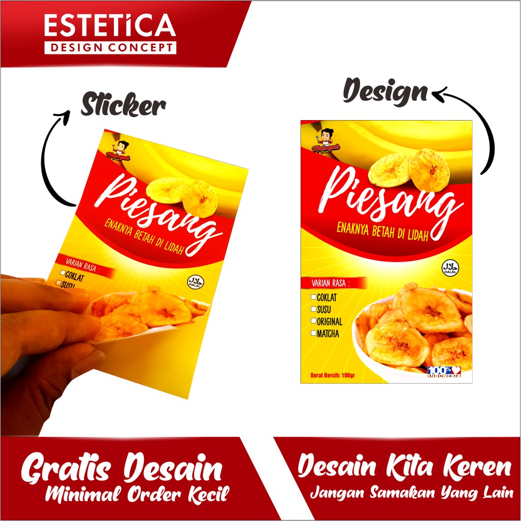 Jual Cetak Sticker Keripik Pisang Label Keripik Pisang Sticker Snack Sticker Usaha Sticker