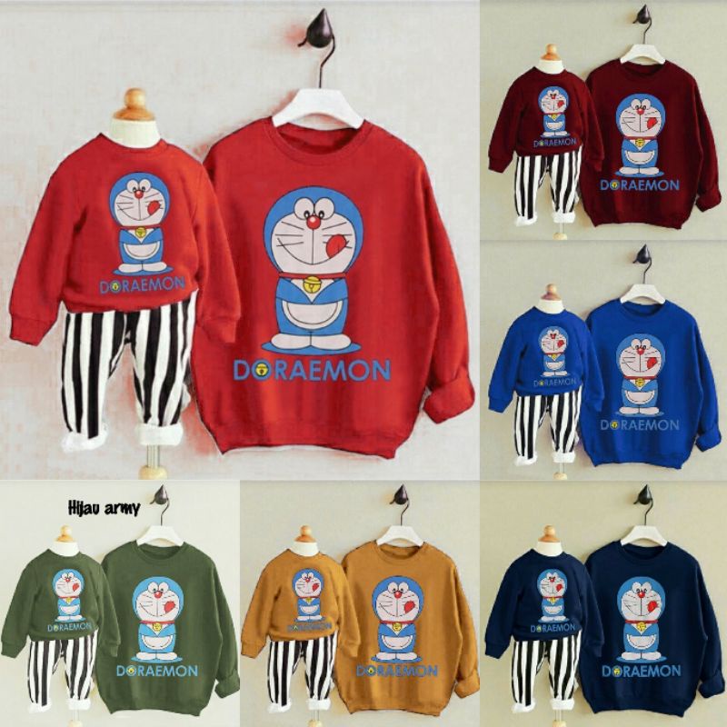 Jual BAJU COUPLE DORAEMON IBU DAN ANAK COUPLE SET KELUARGA SWEATER ...