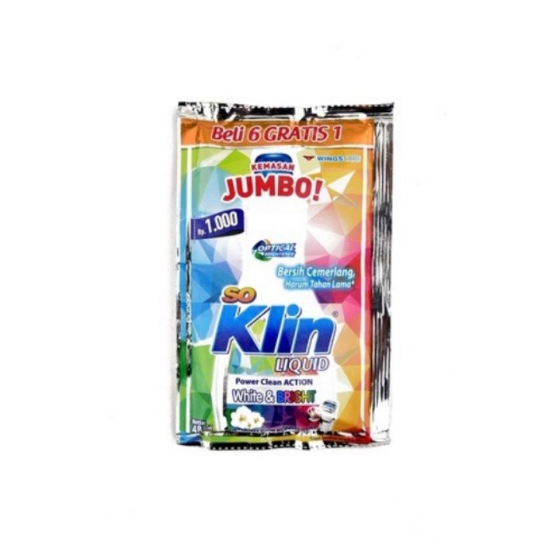 Jual So Klin Liquid Jumbo 43ml Cair 12+2 Sachet (Biru, White & Bright ...