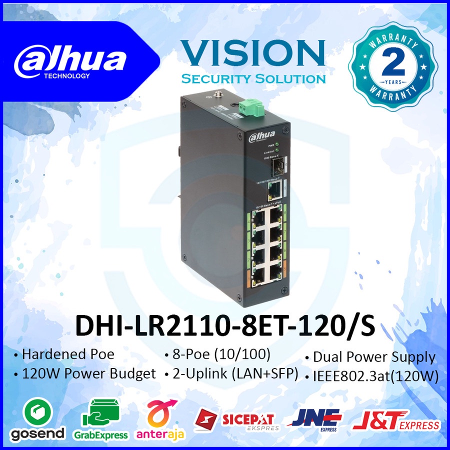 Jual Unmanaged Hardened Switch PoE Dahua 8 Port DHI-LR2110-8ET-120 ...
