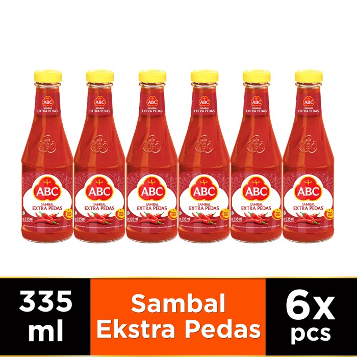 Jual Jual Abc Sambal Extra Pedas 335 Ml - Multipack 6 Pcs | Shopee ...