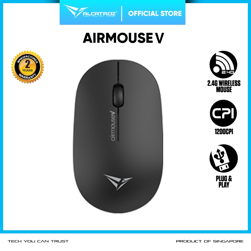 Jual Mouse Bluetooth Alcatroz Airmouse V | 1200 CPI | Ergonomic Design ...