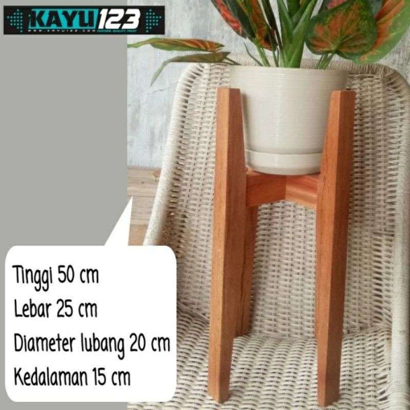 Jual WOODEN VASE STAND 50X25 CM TEMPAT VAS BUNGA POT TANAMAN KAYU (WPL ...