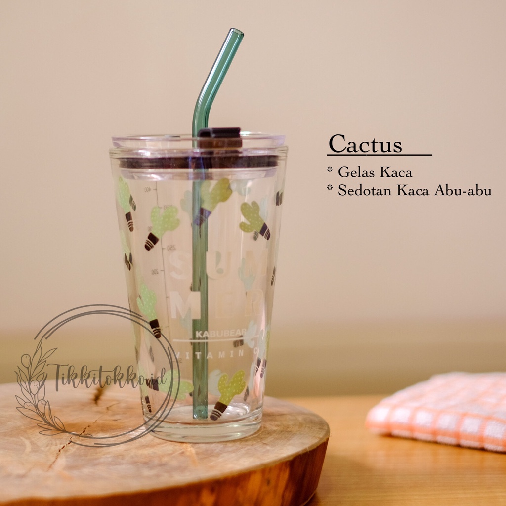 Jual WID206 Gelas Tumblr Kaca Bening Gelas Mug Gelas Kaca dengan Tutup ...