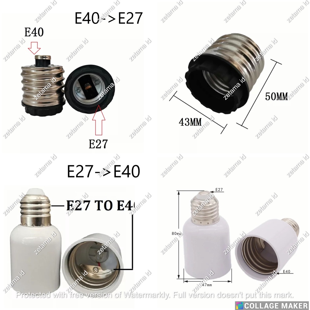 Jual Fiting Converter E40 Ke E27 Adaptor Fiting E40 Ke E27 | Shopee Indonesia