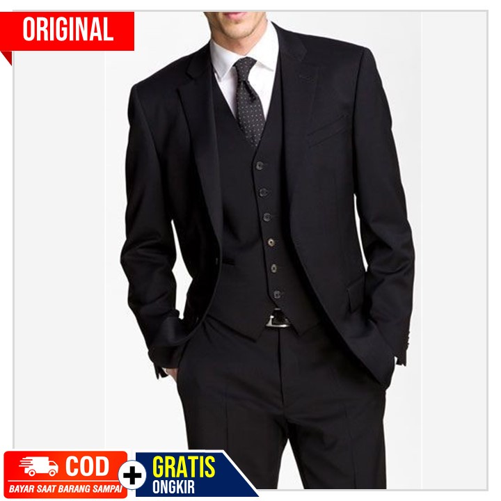 Jual SETELAN JAS HITAM SLIMFIT PRIA 5IN1 - SUPER EXECUTIVE TWIST BLACK ...