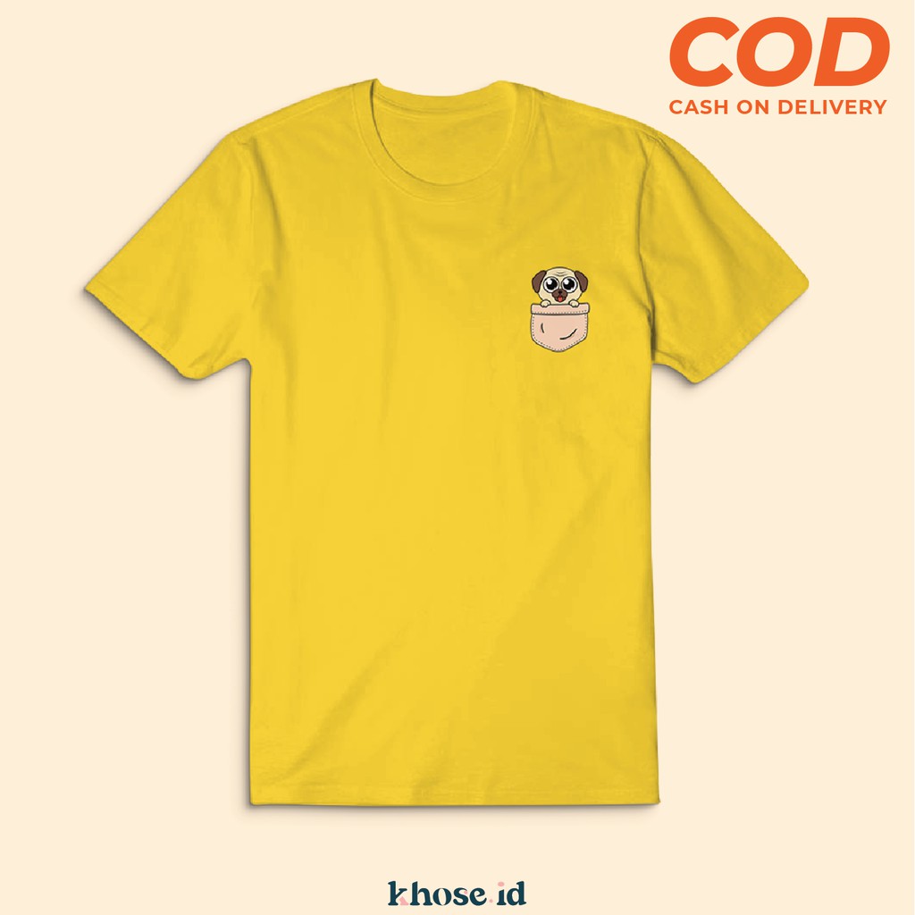 Jual KHOSE KAOS UNISEX KARAKTER PUG POCKET KODE P-06 / KAOS CUTE DOG ...