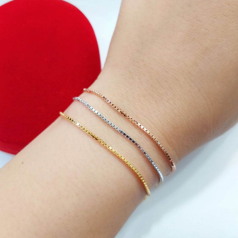 Jual Gelang Perak Asli Silver 925 Lapis Emas Model Itali+Krincing 2 ...