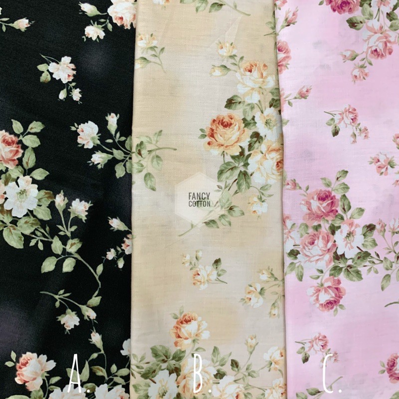 Jual kain katun jepang motif bunga besar D0910 japan design | Shopee ...