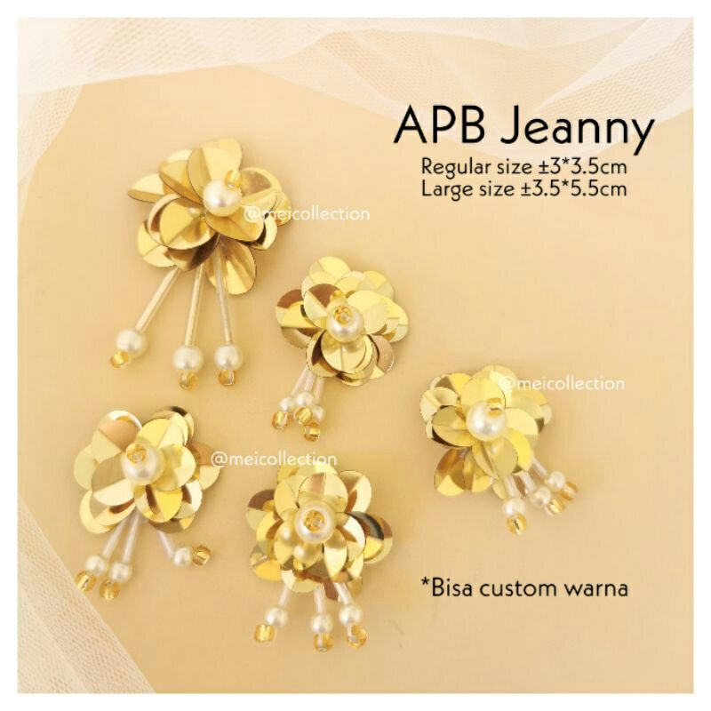 Jual payet rangkai bunga 3D APB Jeanny Gold bambu ekor 3cm 4cm kebaya ...